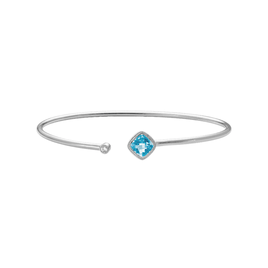 White Gold Blue Topaz Diamond Bracelet | Atlanta Diamond Design
