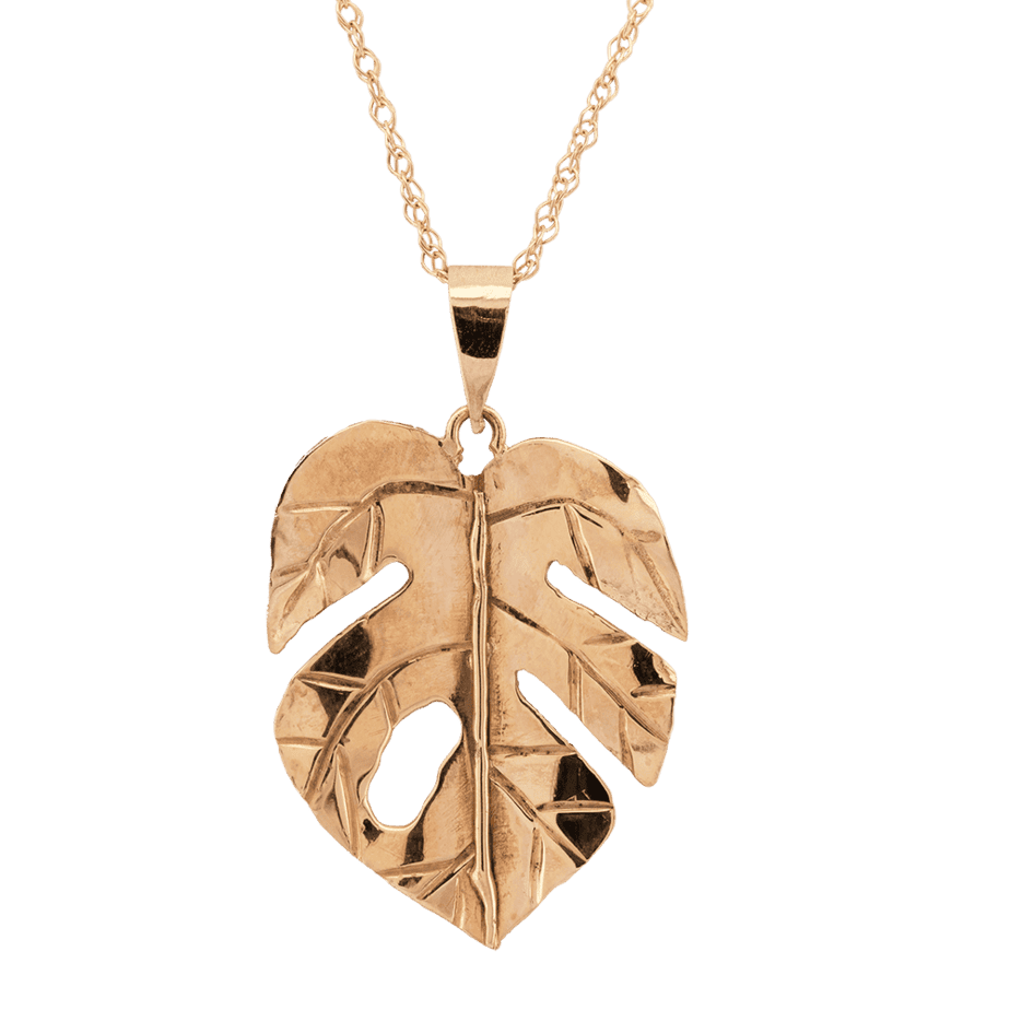 Yellow Gold Split Leaf Pendant | Atlanta Diamond Design