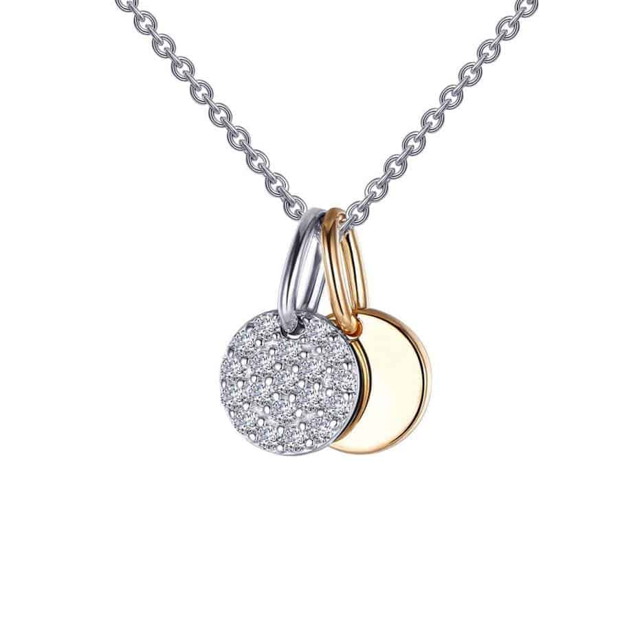 Two-Tone Simulated Diamond Disc Necklace | Atlanta Diamond Design